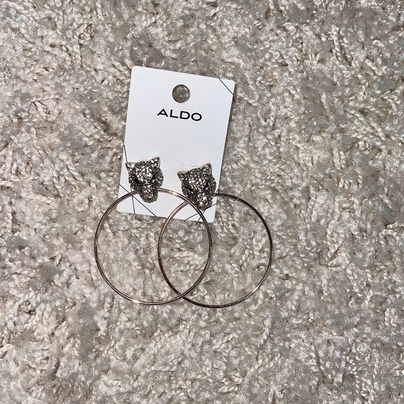 Aldo | Jewelry | New Aldo Panther Jaguar Head Rose Gold Hoop With Bling Studding | Poshmark